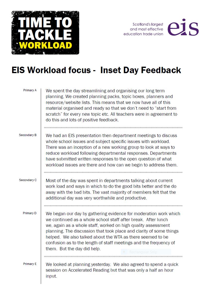 Inset Day Feedback | EIS