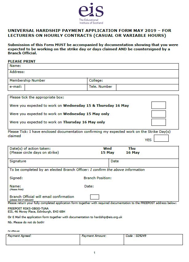 EIS Universal Hardship Payment