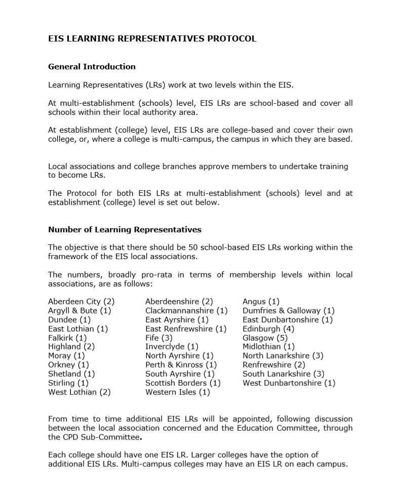 Learning Reps Protocol and Standards | EIS